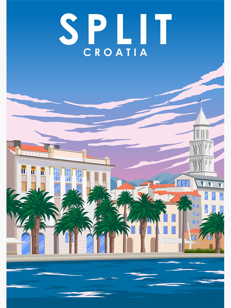 "Split Croatia Vintage Minimal Retro Travel Poster" Sticker for Sale by ...