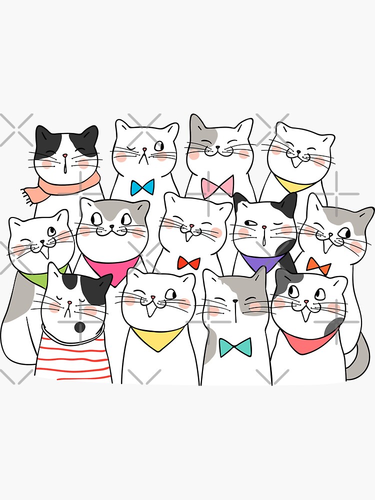 "13 cute cat group sticker set" Sticker for Sale by Animster | Redbubble