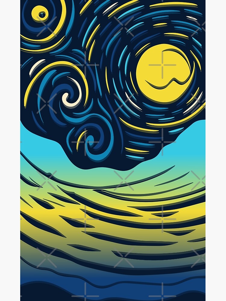 "Starry Night over the Ocean" Poster for Sale by ArtFactoryAI | Redbubble