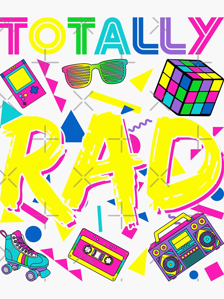"80s Funny Hipster Totally RAD Vingtage Retro Design" Sticker for Sale ...