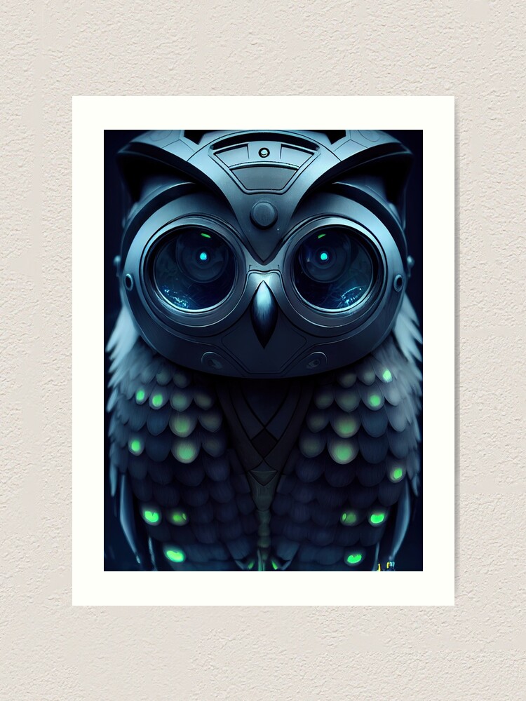 "Cybernetic cyberpunk robot owl - Midjourney" Art Print for Sale by ...