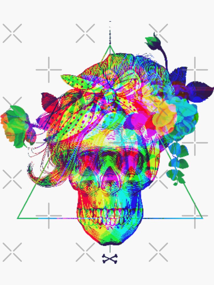 "Trippy Skull " Sticker for Sale by MrsMad1 | Redbubble