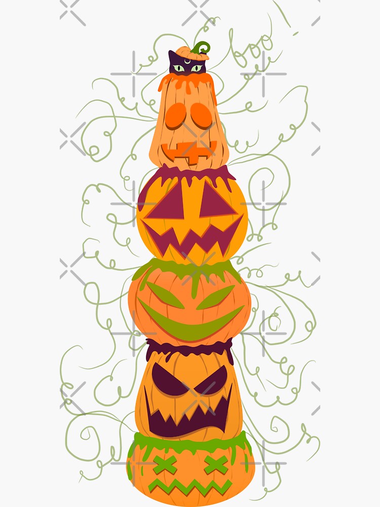 "peeking cat on jack o lantern stack " Sticker for Sale by ...