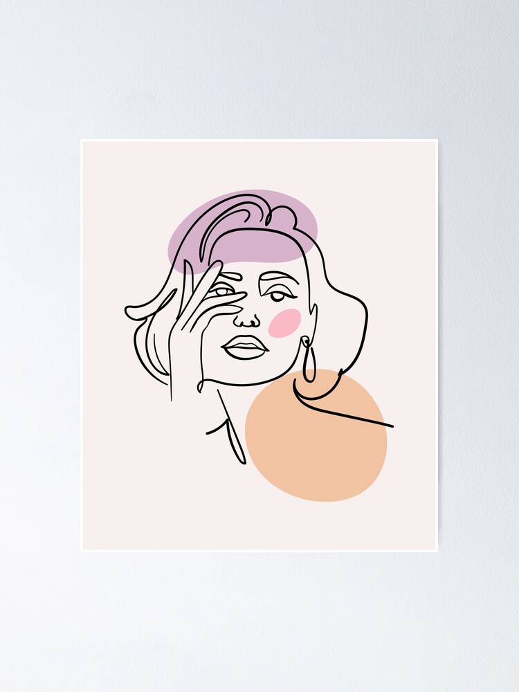 Pretty Woman Face One Line Art Poster For Sale By Nourmasdesigns