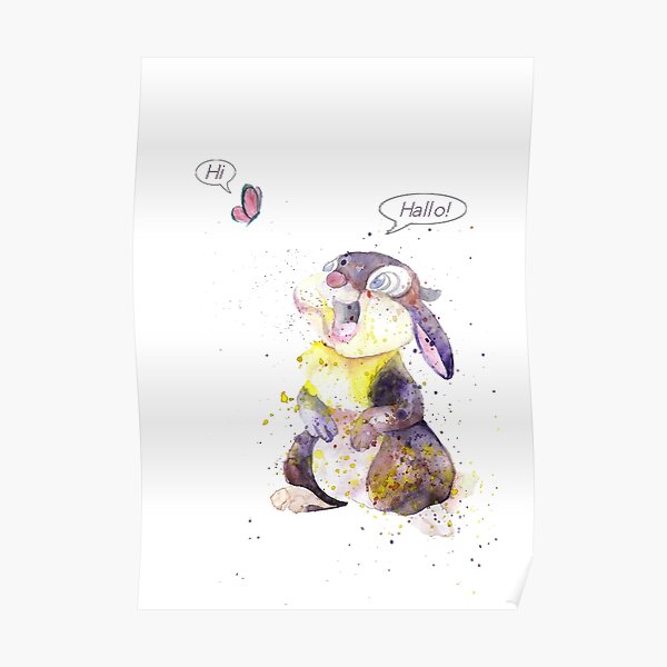 "Thumper, Bunny And Butterfly, Watercolor Art" Poster by salomemika ...