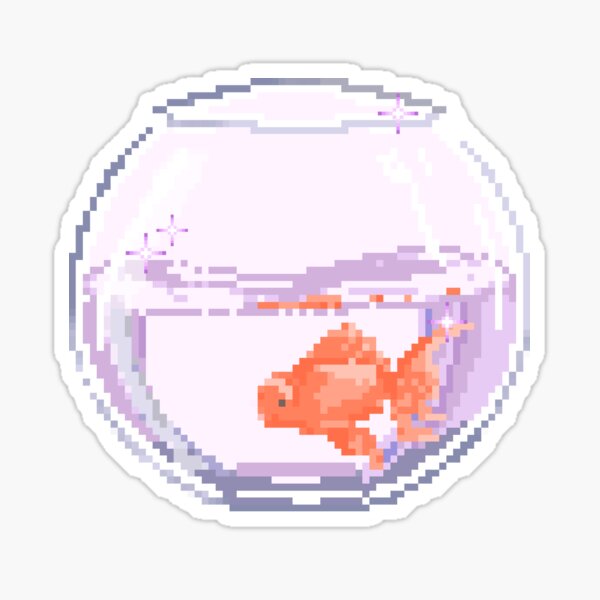 "Pixel Fish Bowl" Sticker for Sale by pixel-chick | Redbubble