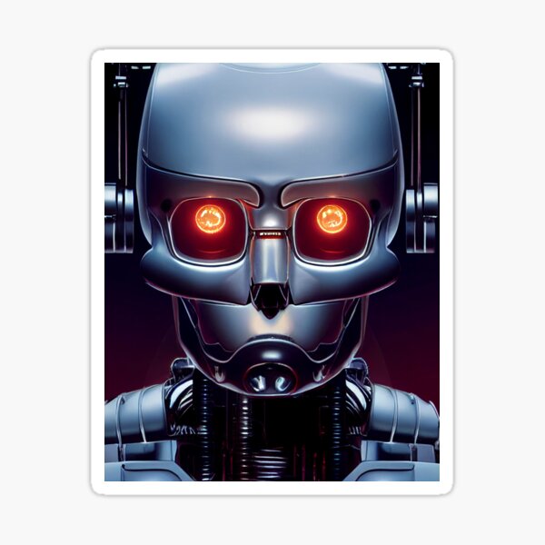 "Robot face with sparkling eyes" Sticker for Sale by RulizGi | Redbubble
