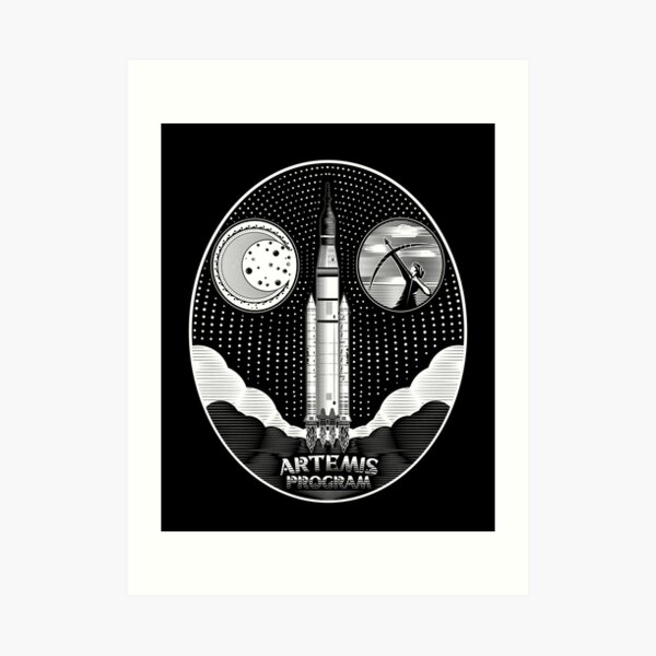 "SLS - Artemis Program (Moon & Artemis) Line Art" Art Print for Sale by ...