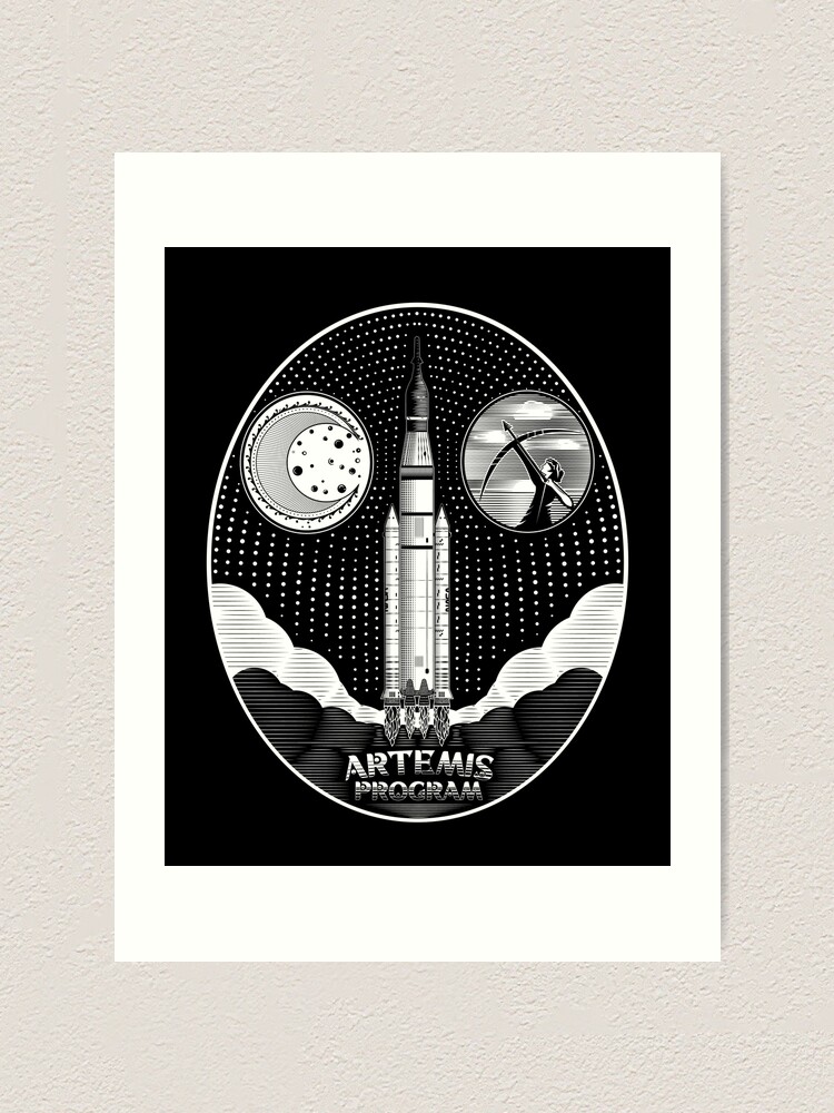 "SLS - Artemis Program (Moon & Artemis) Line Art" Art Print for Sale by ...