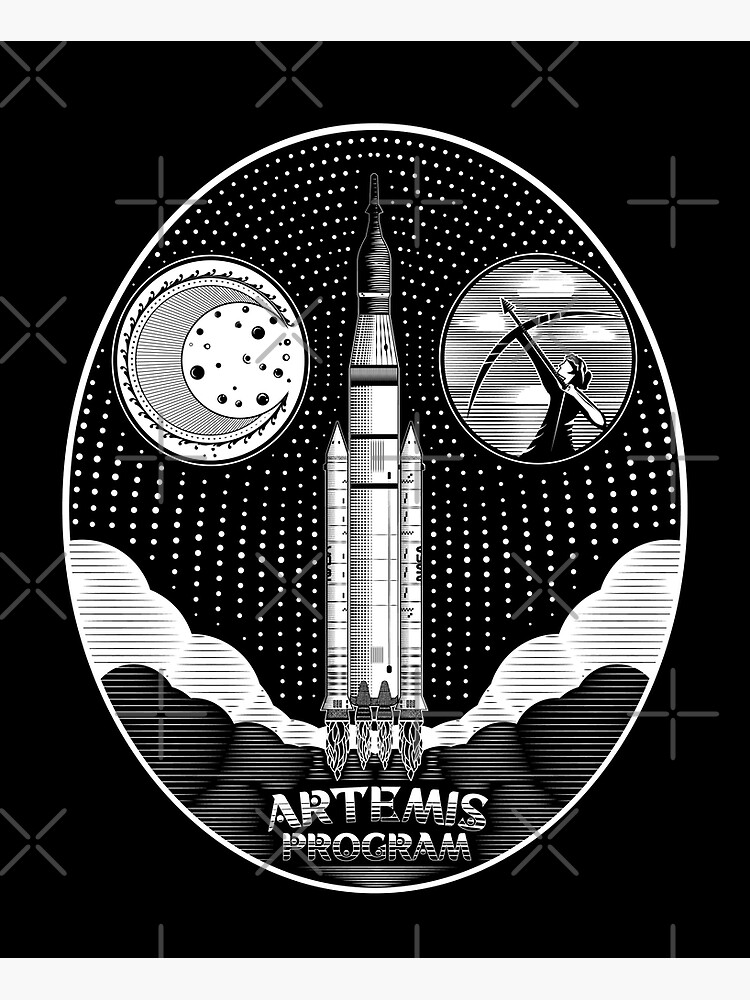 "SLS - Artemis Program (Moon & Artemis) Line Art" Art Print for Sale by ...