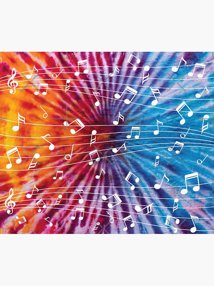 "Tie Dye Music Notes On A Staff" Sticker for Sale by Primroaddesigns ...