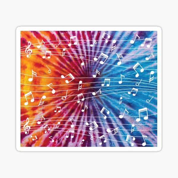 "Tie Dye Music Notes On A Staff" Sticker for Sale by Primroaddesigns ...