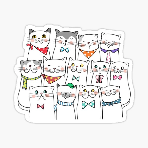 "cute cat group sticker set" Sticker for Sale by Animster | Redbubble