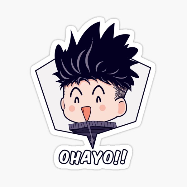 "ohayoo anime meme graphic" Sticker for Sale by Otakuniverse | Redbubble