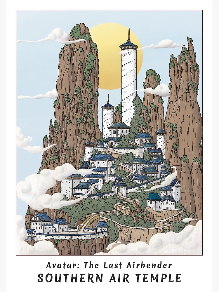 Southern Air Temple - Avatar the Last Airbender detailed poster Premium ...