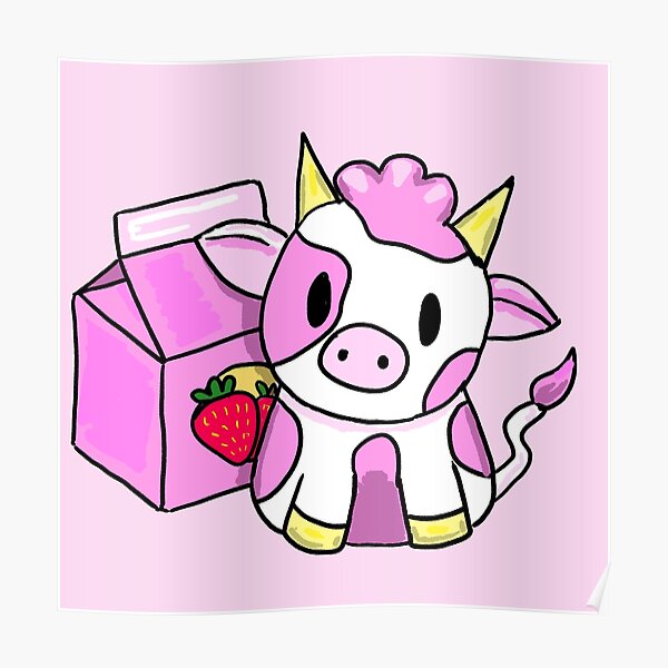 "Strawberry Milk Cow Pal" Poster for Sale by allthebeanz | Redbubble