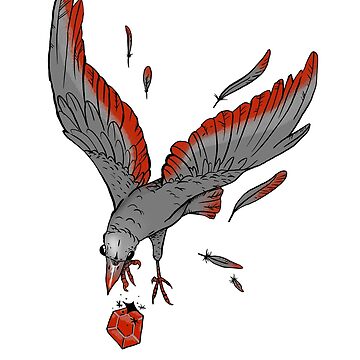 "Black Crow Flying with Shiny Red Ruby" Sticker for Sale by narwhalwall ...