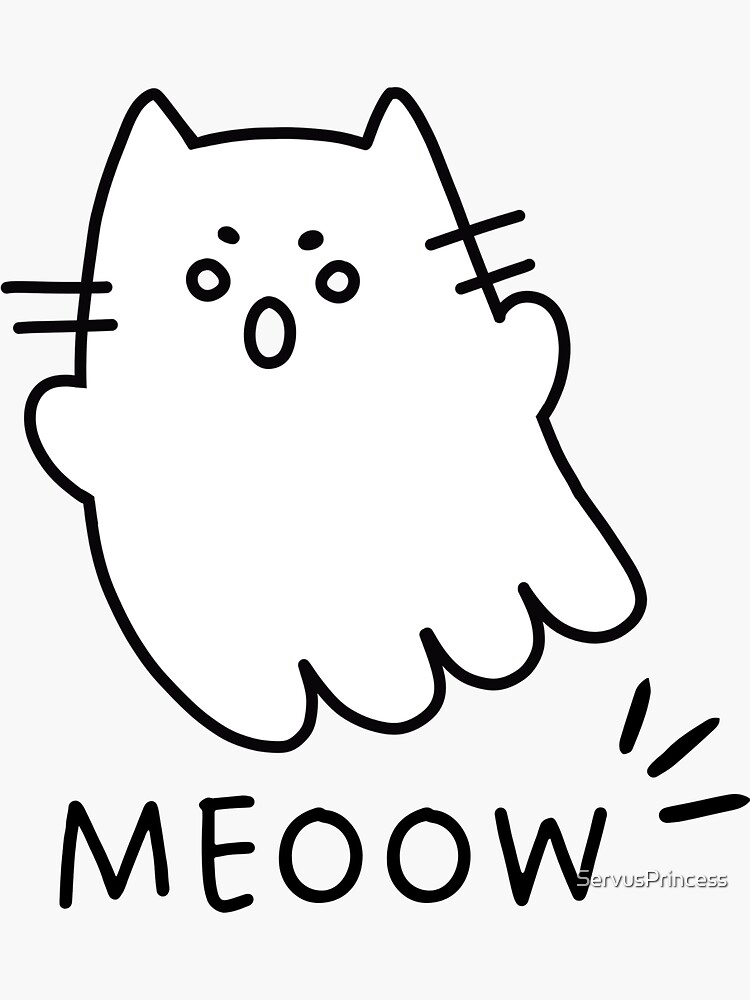 "Meoow Cute Ghost Cat" Sticker for Sale by ServusPrincess | Redbubble