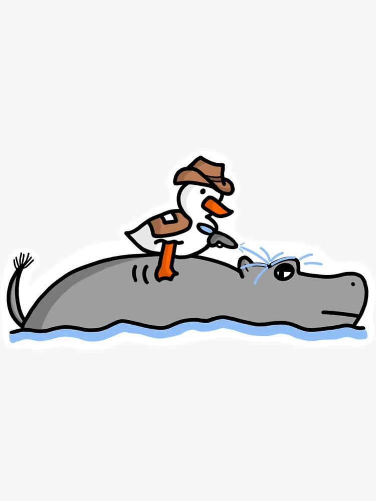 "Cowboy duck riding a hippo " Sticker for Sale by JamesToland | Redbubble