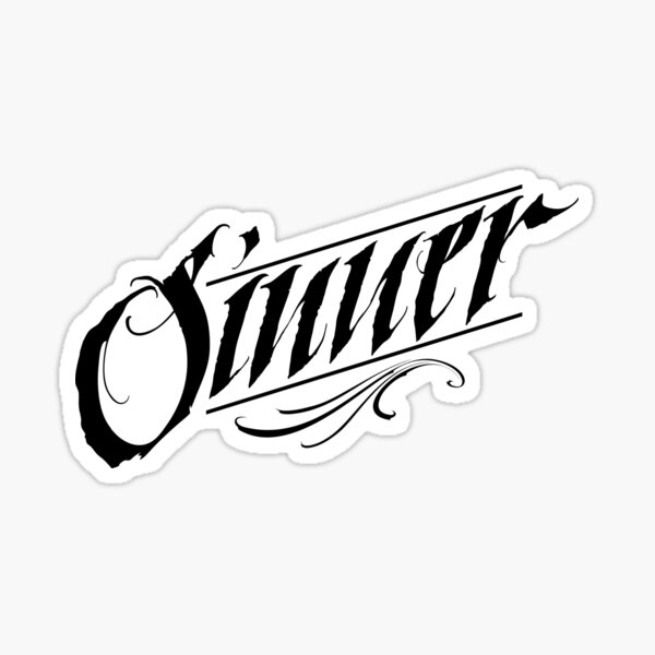 "Sinner - calligraphy design - black version" Sticker for Sale by ...