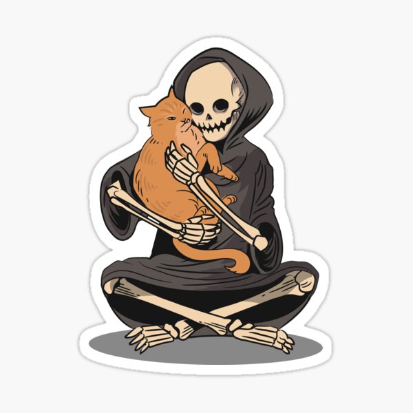 "Grim Reaper Cartoon - Cat" Sticker for Sale by cruzjone | Redbubble