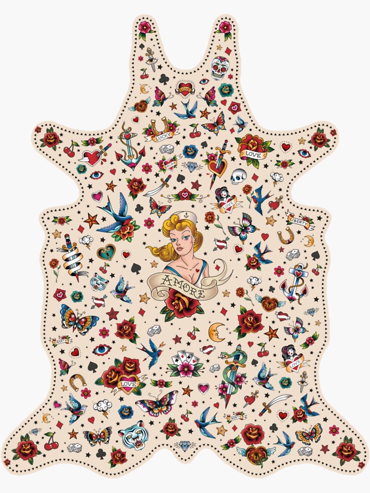 "American Traditional Tattoo Sticker" Sticker for Sale by buy4goodluck ...