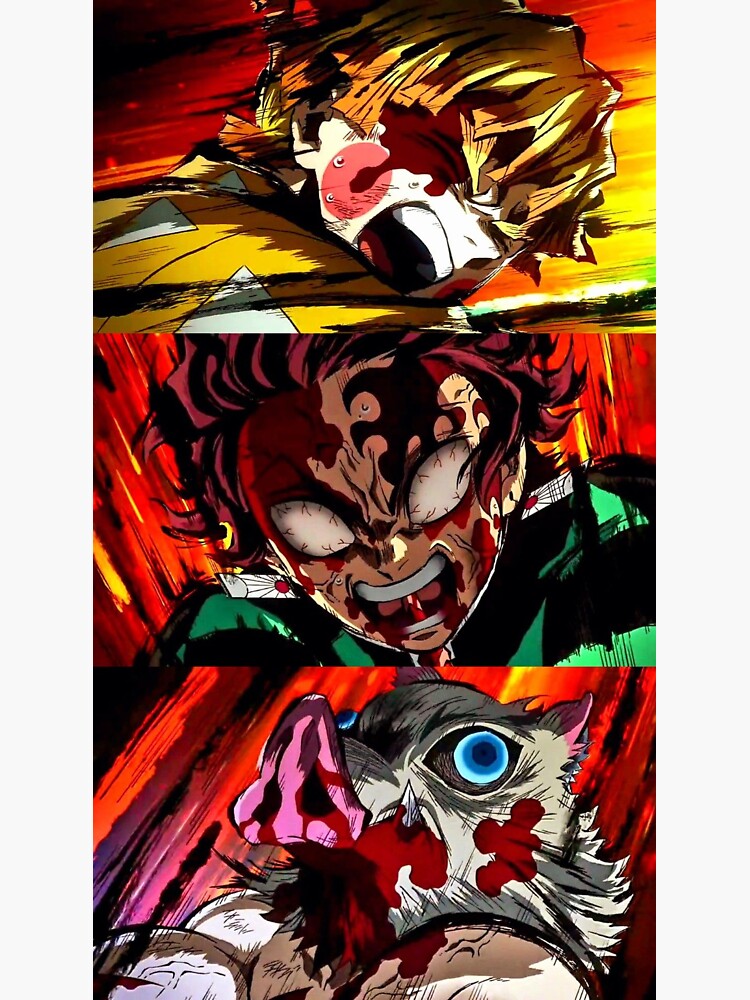 Pegatina «Tanjiro x Zenitsu x Inosuke» de TheCurlySamurai | Redbubble