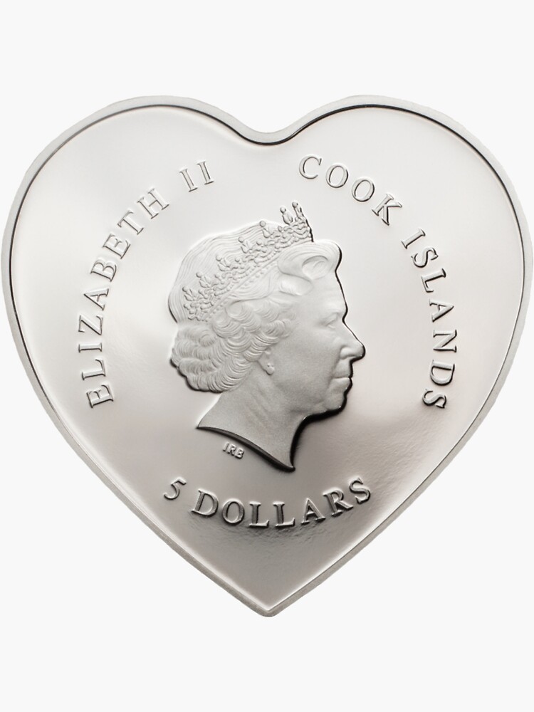 "Heart Shaped Metal Silver Coin Sticker" Sticker for Sale by ...