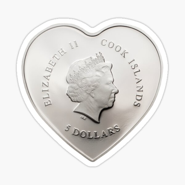 "Heart Shaped Metal Silver Coin Sticker" Sticker for Sale by ...