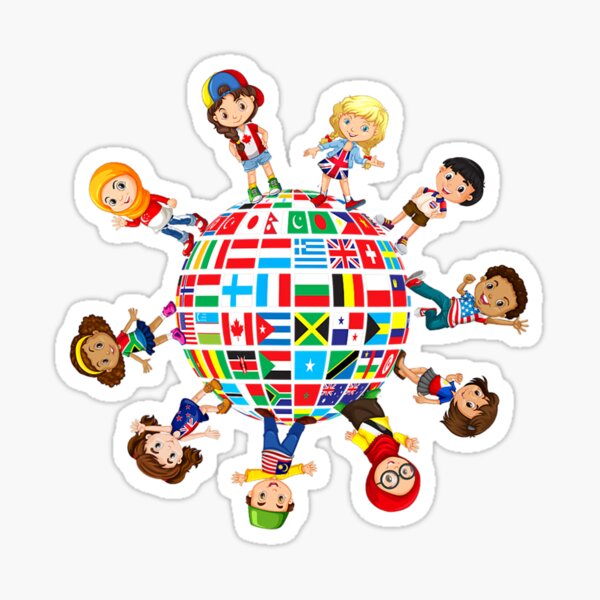 "Kids around the Globe Cultural diversity Flags of the World" Sticker ...
