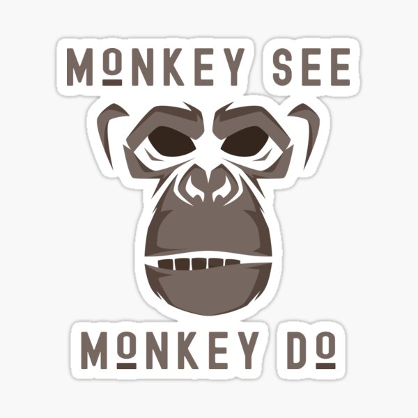 "Monkey See Monkey Do Cute Adorable Funny Monkey Face" Sticker for Sale ...