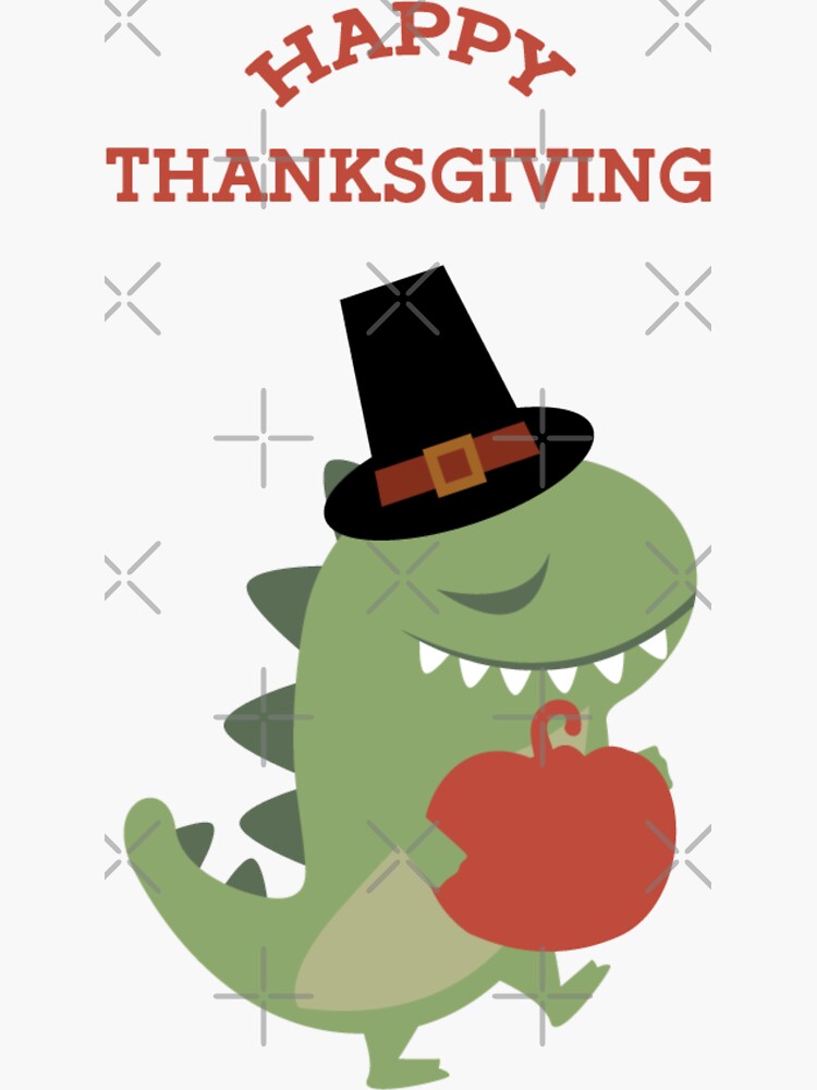 "Cute Thanksgiving Dinosaur" Sticker for Sale by Theorem22 | Redbubble