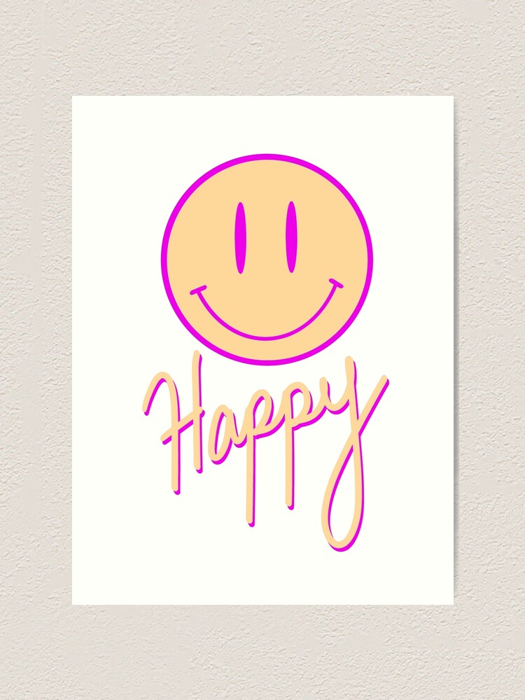 "Yellow Preppy Smiley Face " Art Print for Sale by MamaFlairDesign ...