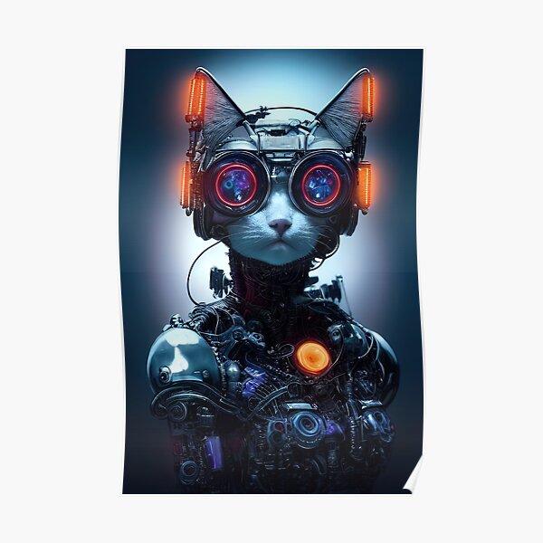 "cybernetic cyborg cat" Poster for Sale by HazGlitchArt | Redbubble