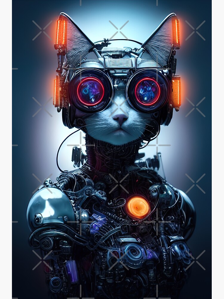"cybernetic cyborg cat" Sticker for Sale by HazGlitchArt | Redbubble