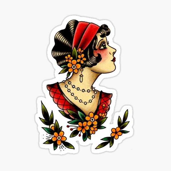 "Traditional Gypsy lady with Mandala Tattoo" Sticker for Sale by ...