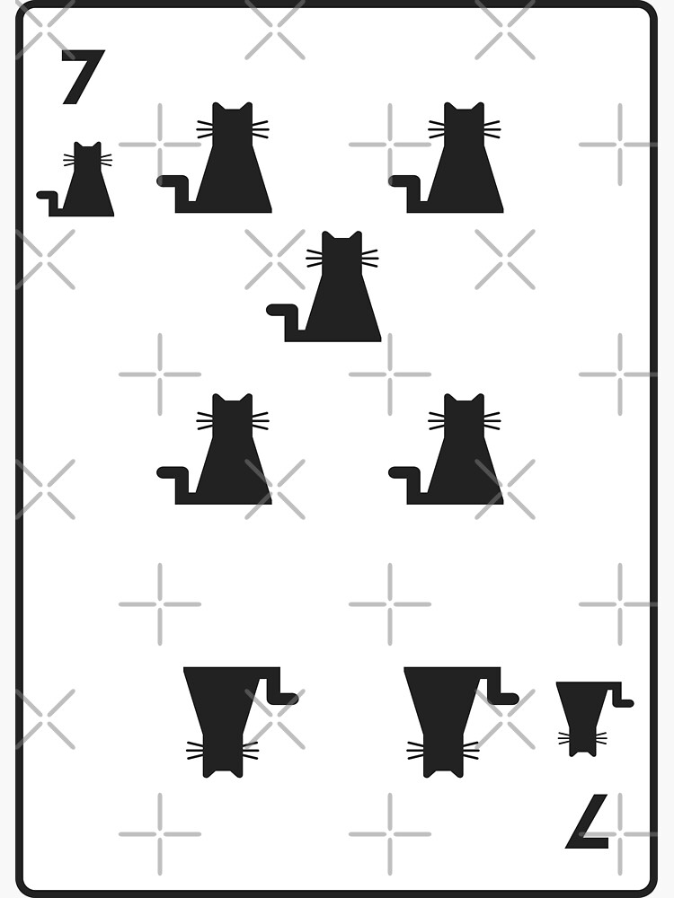 "Seven of cats playing card" Sticker for Sale by Amilaz | Redbubble