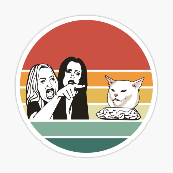 "angry woman yelling at cat Meme retro vintage style" Sticker for Sale ...