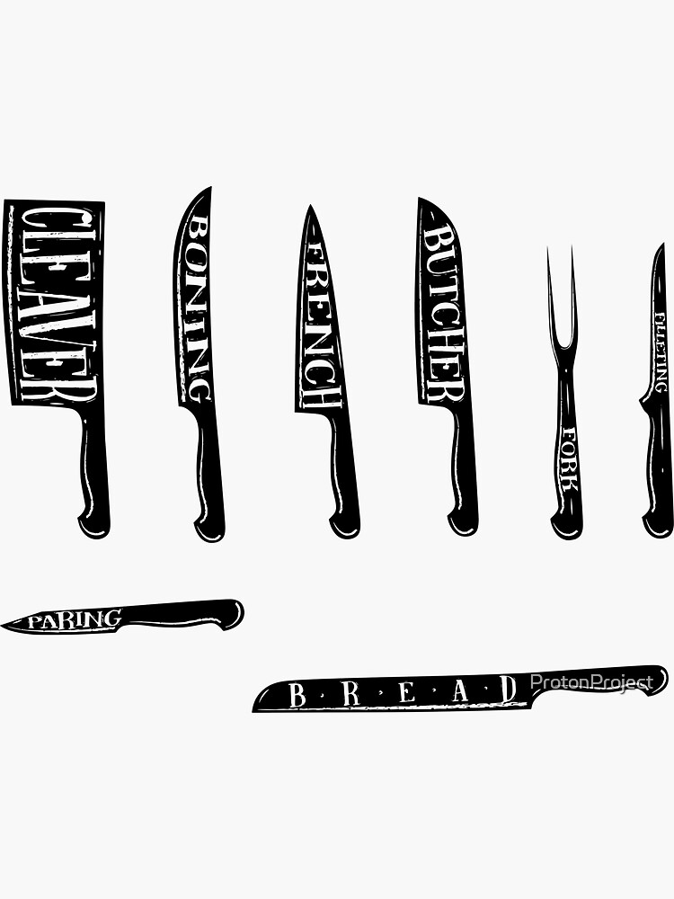 "Set of Kitchen Knives Sticker Pack" Sticker for Sale by ProtonProject ...