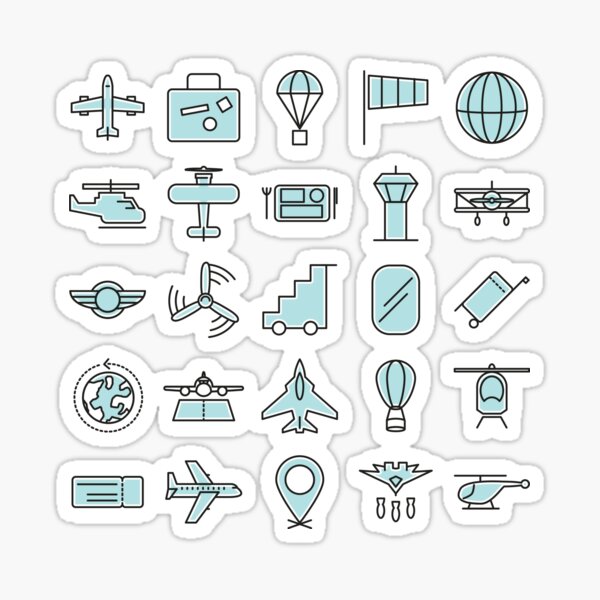 "Aviations Icons Planes and Aircraft" Sticker by Krukowski | Redbubble