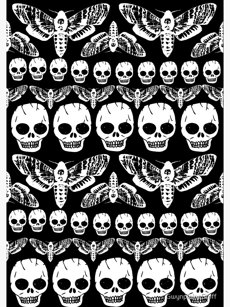 "Death's head moth and Skulls pattern" Spiral Notebook by ...