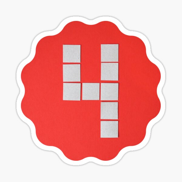 " NUMBER FOUR RED" Sticker for Sale by starfishstuff | Redbubble