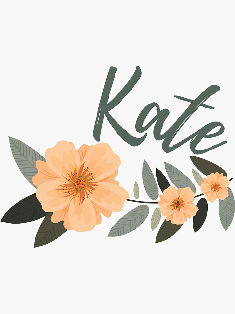 "Kate Name With Pretty Flowers | Name Design Orange And Green Plants ...