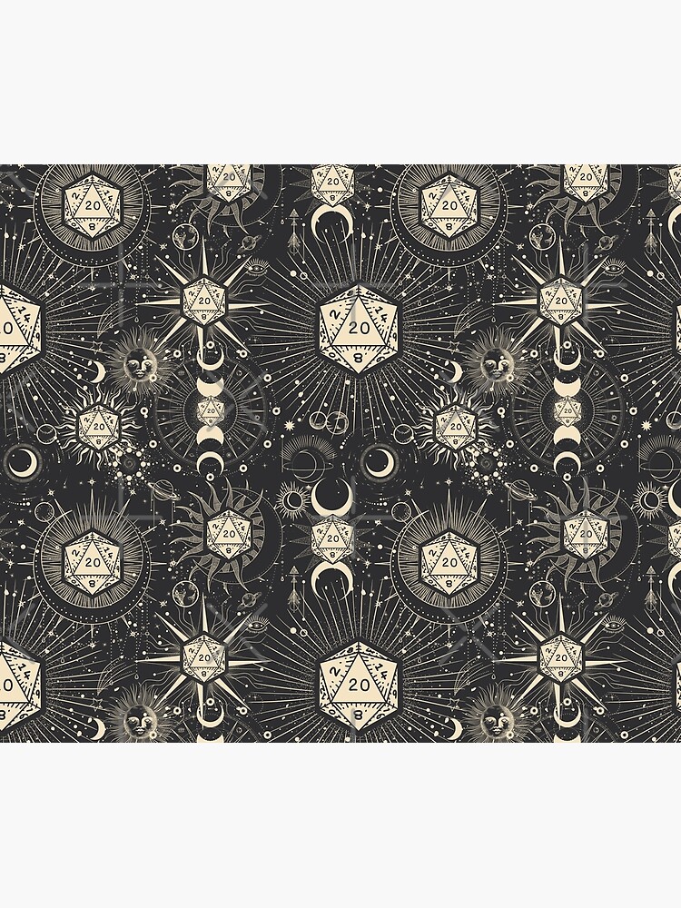 "DND CELESTIAL DICE, pattern, D20 Stars constellation, sun and crescent ...