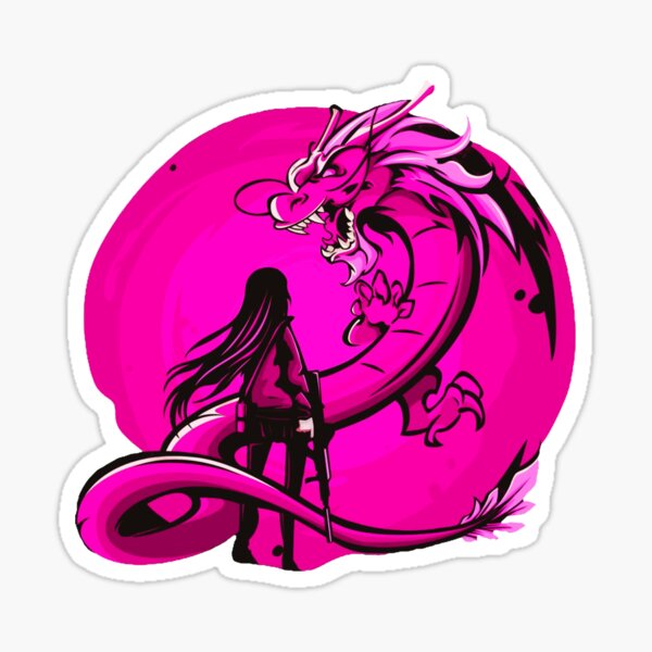 "Pink Anime Girl and Dragon design" Sticker for Sale by Dven-Clothes ...