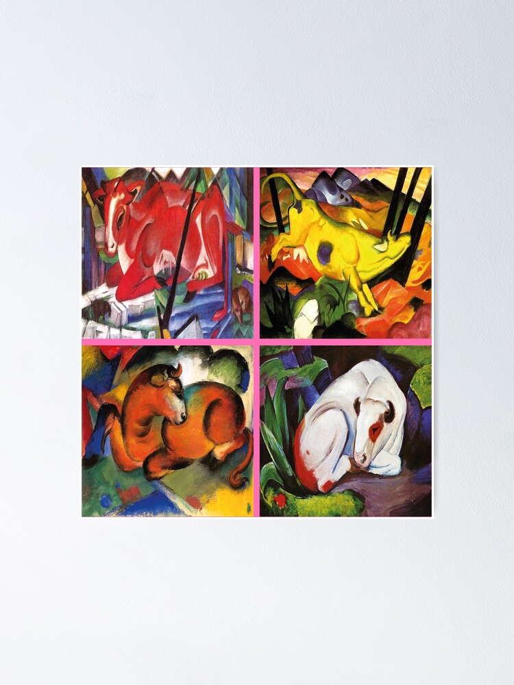"Collage Of Franz Marc Paintings Of Cows" Poster for Sale by Bozebal ...