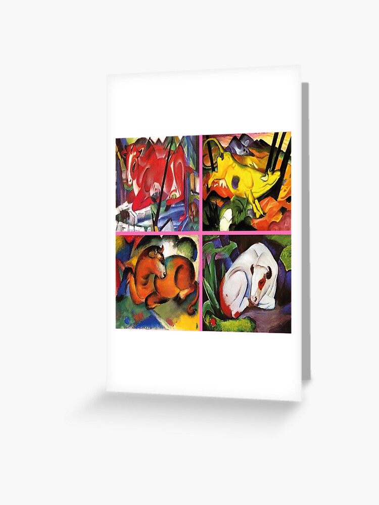 "Collage Of Franz Marc Paintings Of Cows" Greeting Card for Sale by ...