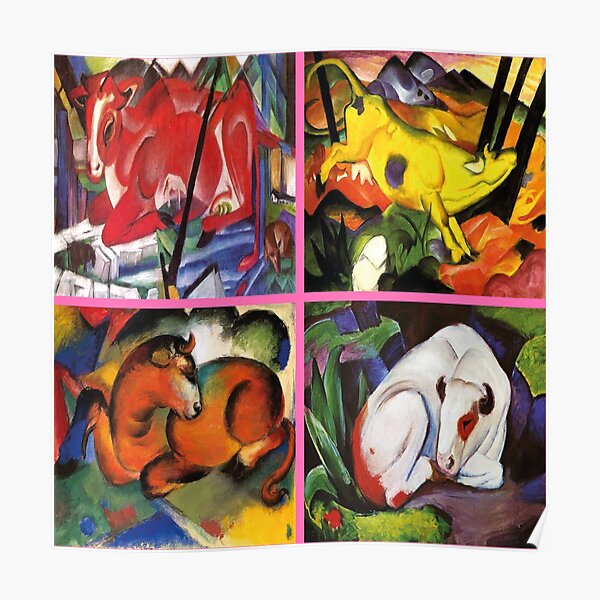 "Collage Of Franz Marc Paintings Of Cows" Poster for Sale by Bozebal ...