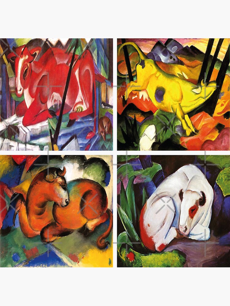 "Collage Of Franz Marc Paintings Of Cows" Sticker for Sale by Bozebal ...