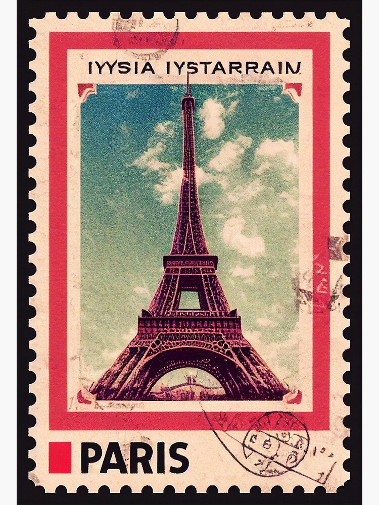 Póster Sello Postal De París Con La Torre Eiffel De Kiradlynn Designs Ai De Kiradlynn
